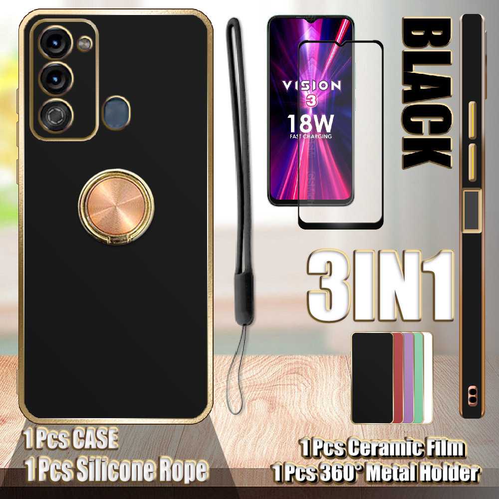 3 In 1 สําหรับ Itel Vision 3/S661L Itel S17 ขอบตรง Electroplated กรณี ...