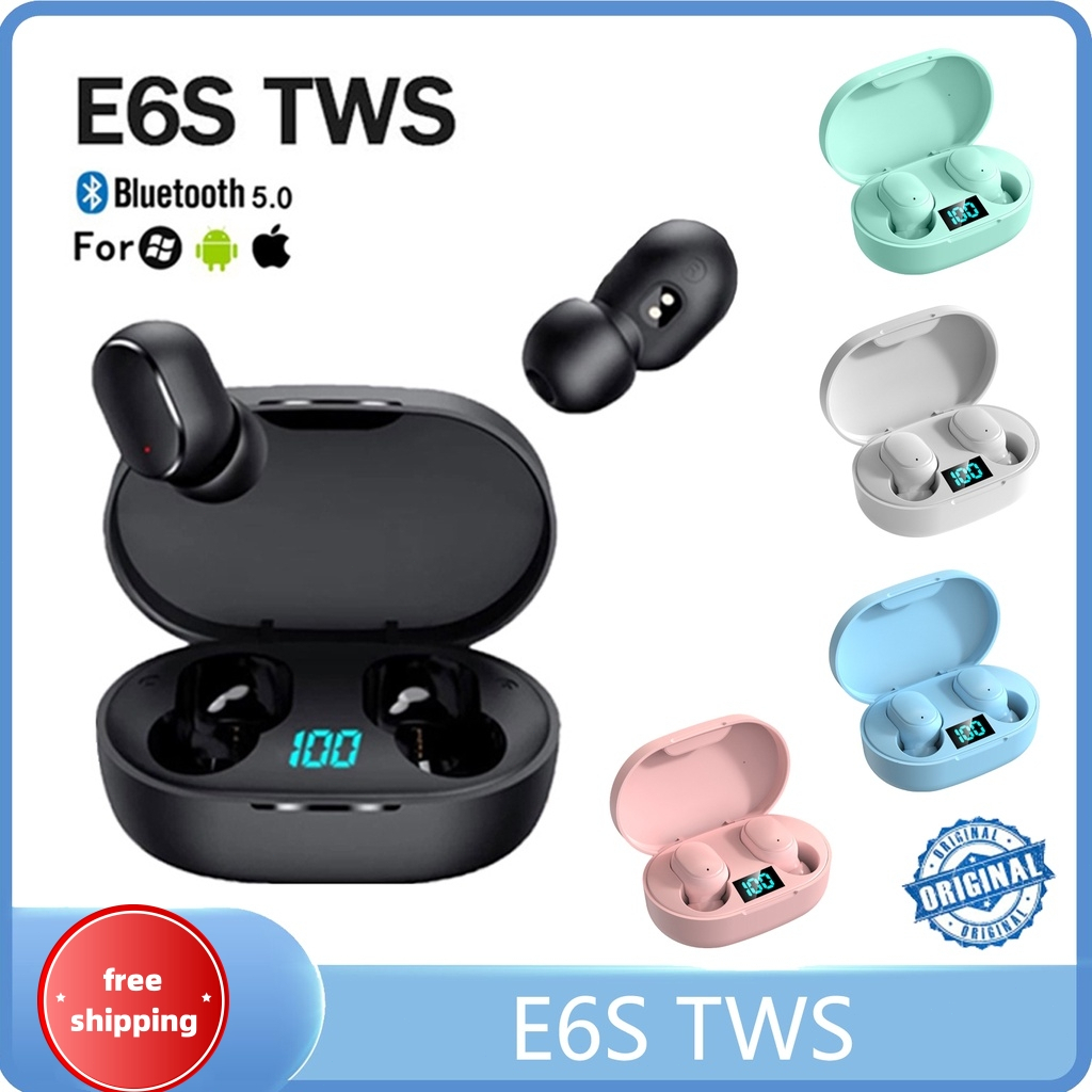 E6s TWS Xiaomi 5.0 หูฟังบลูทูธ จอแสดงผล LED 9D หูฟังสเตอริโอไร้สาย หู ...