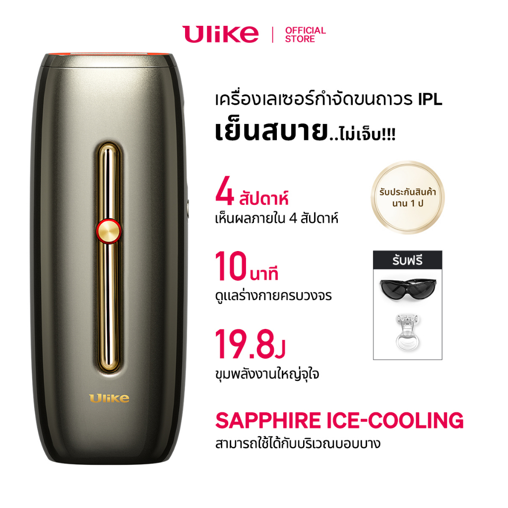Ulike Rose IPL เครื่องกำจัดขน Sapphire ice-cooling เกรดทางการแพทย์ ด้วยเทคโนโลยี Red light Skin ...