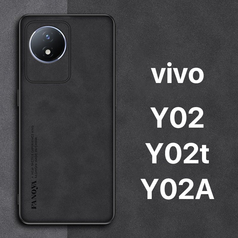 หนังกลับ เคส vivo Y02 Y02A Case สัมผัสที่สบาย ป้องกันลายนิ้วมือ ขอบTPU ...
