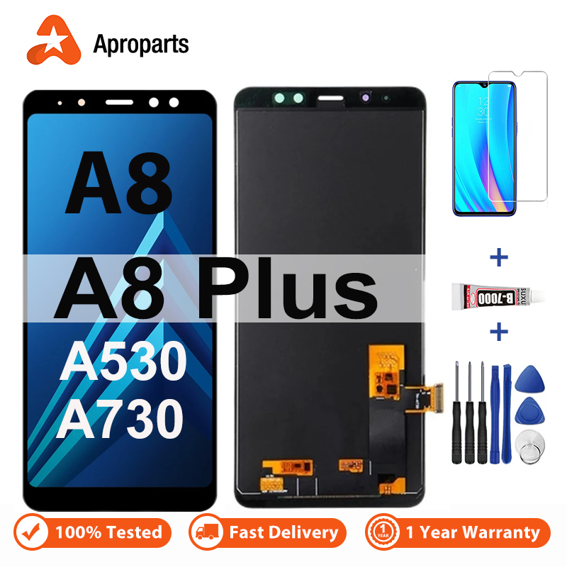 อะไหล่หน้าจอสัมผัส LCD แบบเปลี่ยน สําหรับ Samsung Galaxy A8 A8 Plus A8+ 2018 SM-A730F A530F/DS ...