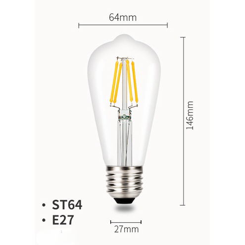 หลอดไฟ LED C35 A60 ST64 G80 G95 E14 E27 2W 4W 6W 8W สไตล์วินเทจ (สีวอร์มไวท์) | Shopee Thailand