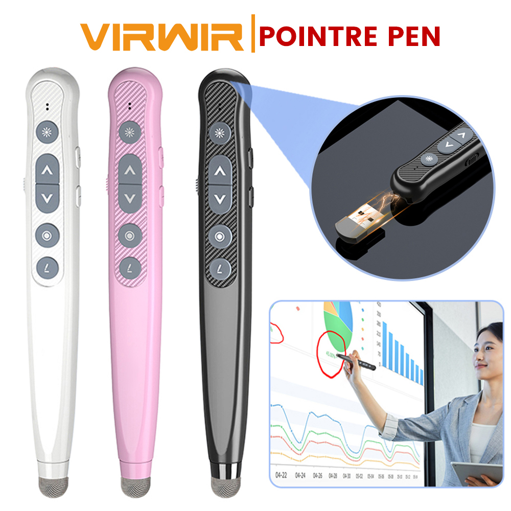 Wireless USB PPT Clicker PowerPoint Presentation Laser Pointer สําหรับ ...