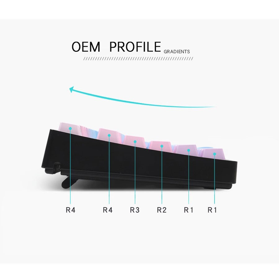 【JKDK】Blue Siren PBT keycaps font transmits light OEM profile blue and red gradient color keycap ...