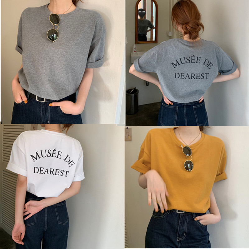 【WANG JIAO ZHAN】 เสื้อยืดแขนสั้นลําลอง พิมพ์ลายตัวอักษร ทรงหลวม สไตล์ ...