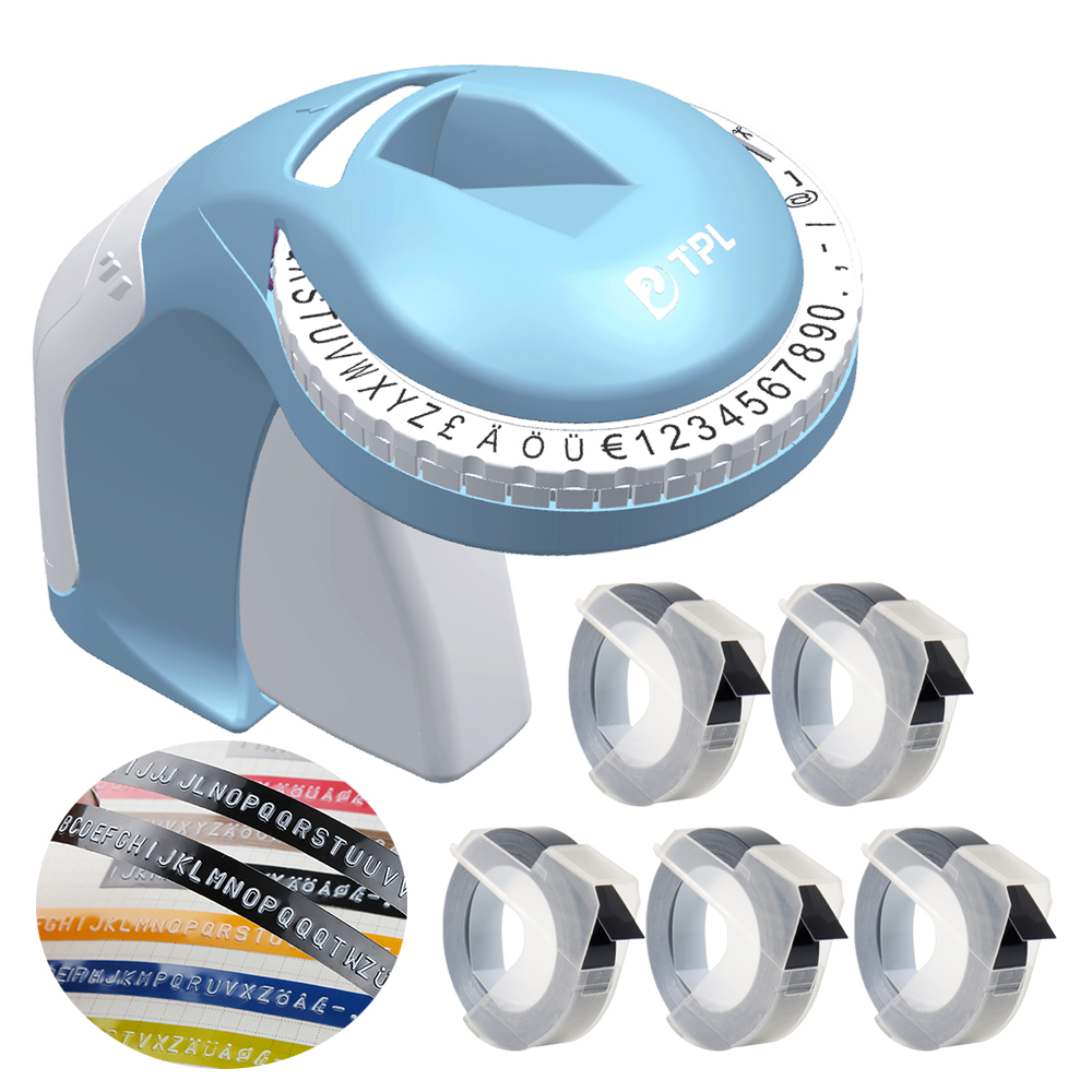 Dymo 12965 เครื่องปริ้นท์ฉลาก ลายนูน แบบพกพา พร้อมเทปรีฟิล 3D 5 ม้วน ...