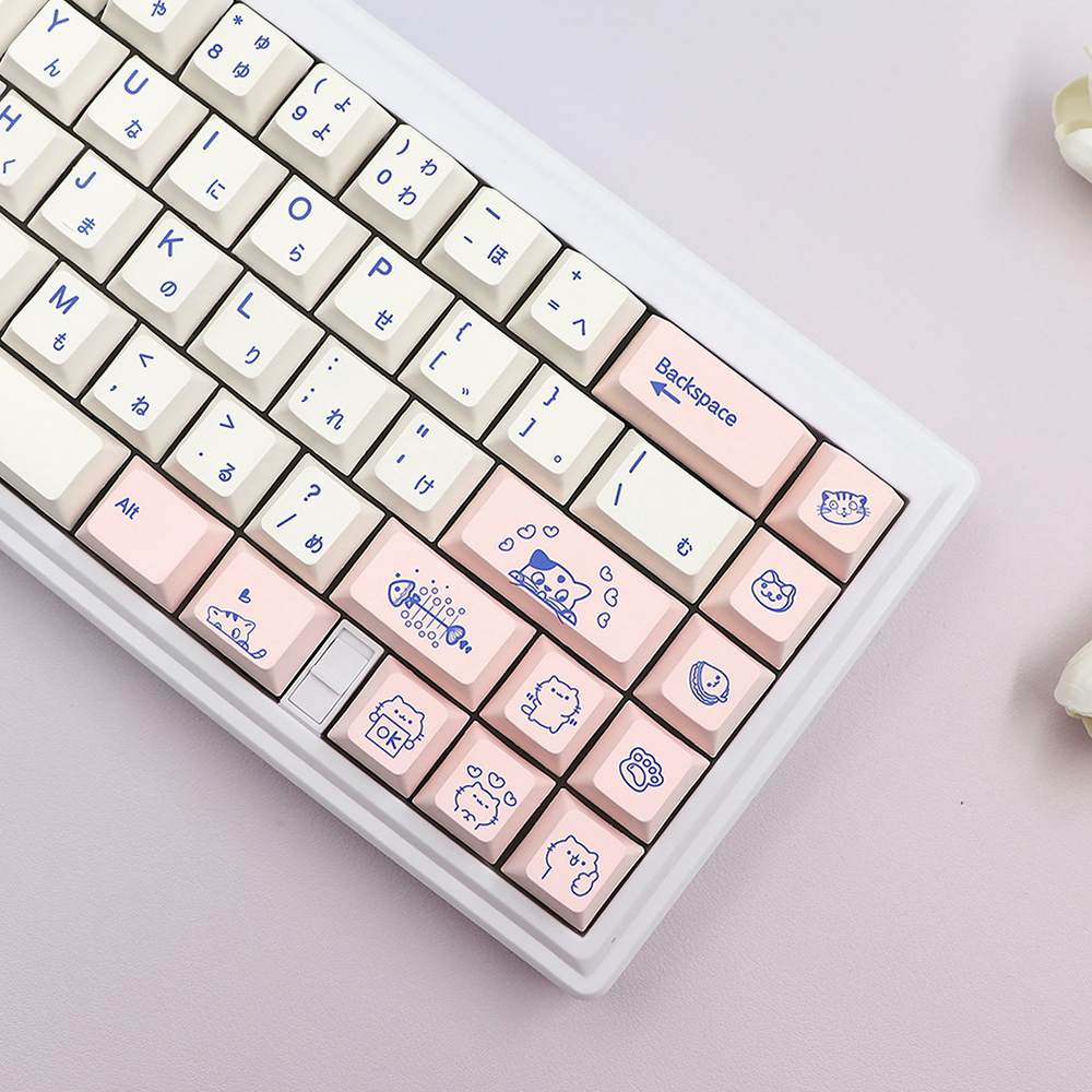 145 Keys Pink Cute Cat Keycaps Set Cherry Profile KeyCap PBT Dye ...