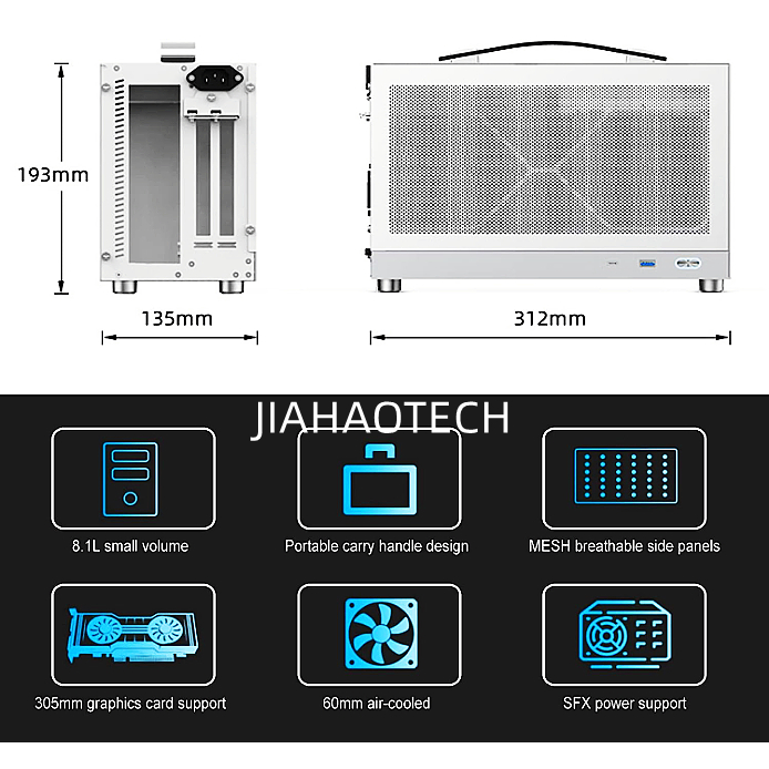 8.1l แบบพกพา S300 MINI-ITX กรณีคอมพิวเตอร์เดสก์ท็อป HTPC ตาข่ายสนับสนุน ...