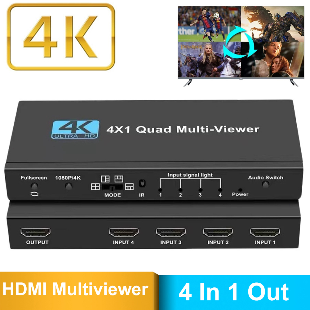4k HDMI Quad Multi-Viewer สวิทช์ 4 IN 1 Out Multi Screen Viewer ...