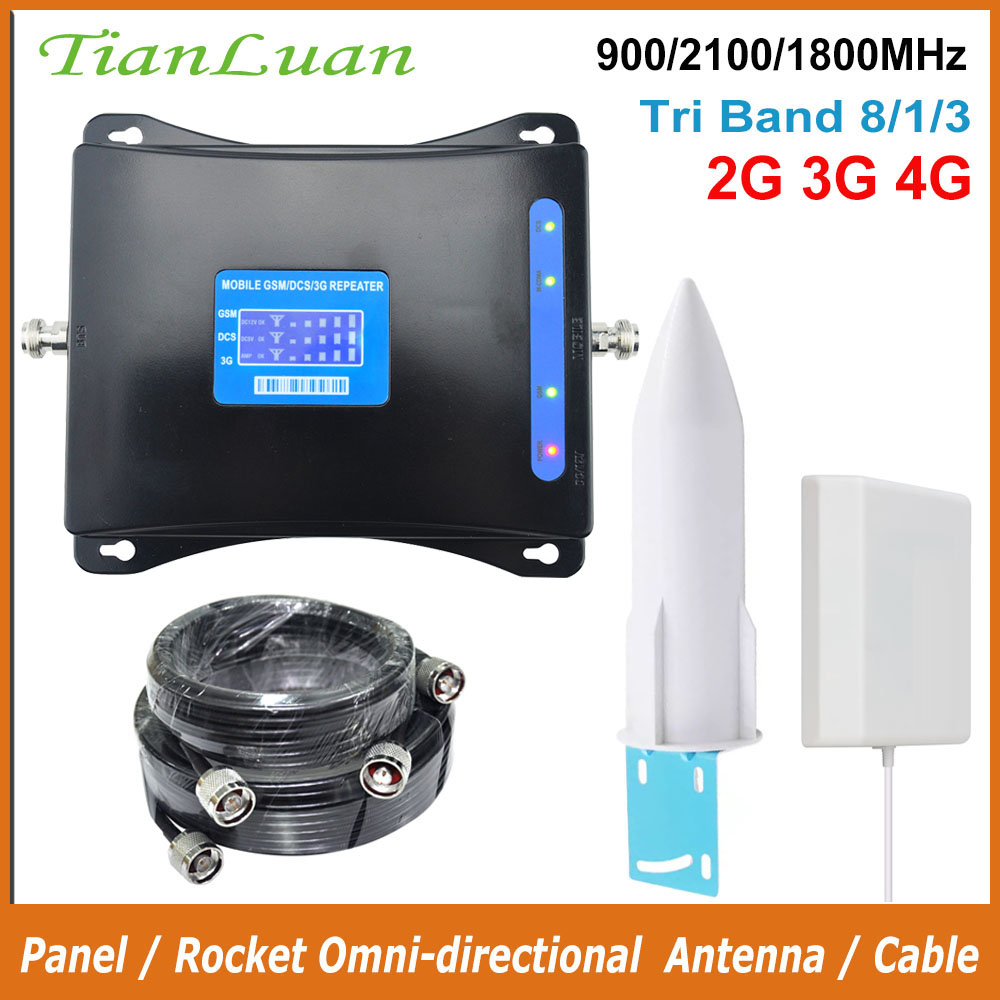 ตัวขยายสัญญาณโทรศัพท์มือถือ 3 DCS 1800MHz LTE W-CDMA UMTS Band 1 2100MHz GSM Band 8 900MHz B3 B1 ...