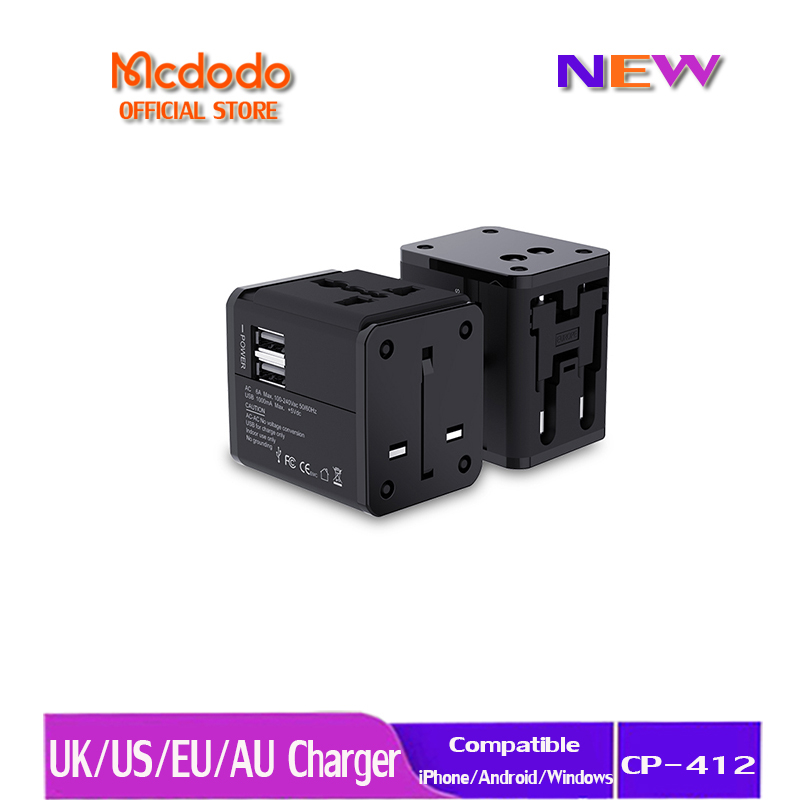 Mcdodo อะแดปเตอร์ชาร์จ USB 2 พอร์ต US UK AU EU CP-412 | Shopee Thailand
