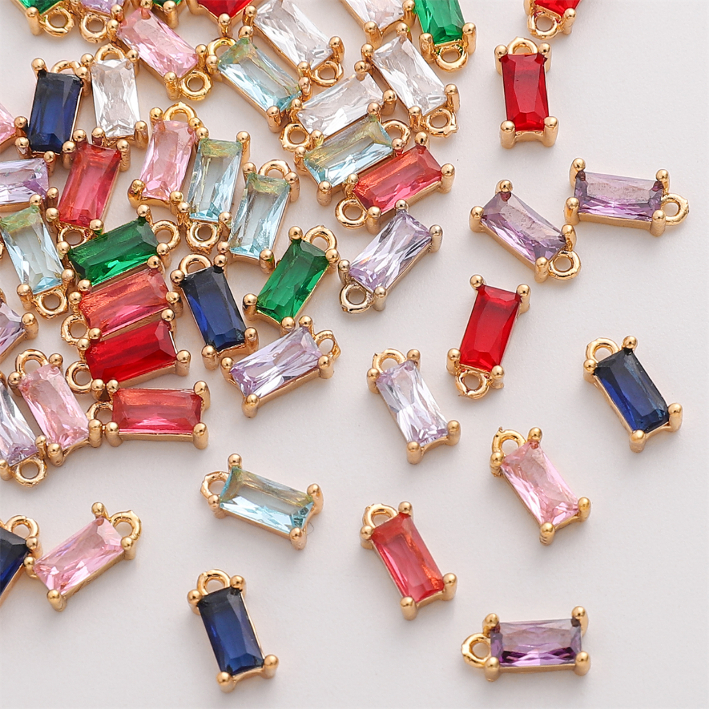 [4X8 มม.] จี้เพทาย ทรงสี่เหลี่ยม ชุบทอง 14K DIY สําหรับทําเครื่องประดับ 2 ชิ้น | Shopee Thailand