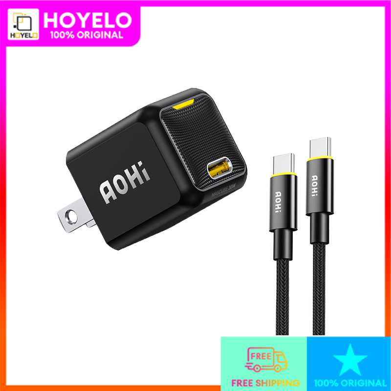 Aohi MAGCUBE30W GAN + PD ชุดชาร์จเร็ว พร้อมสายเคเบิล LED | Shopee Thailand