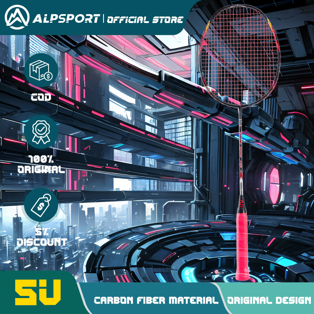 Alpsport A88 ไม้แบดมินตันทังสเตน คาร์บอนไฟเบอร์ 5U 100% พร้อมสาย ...