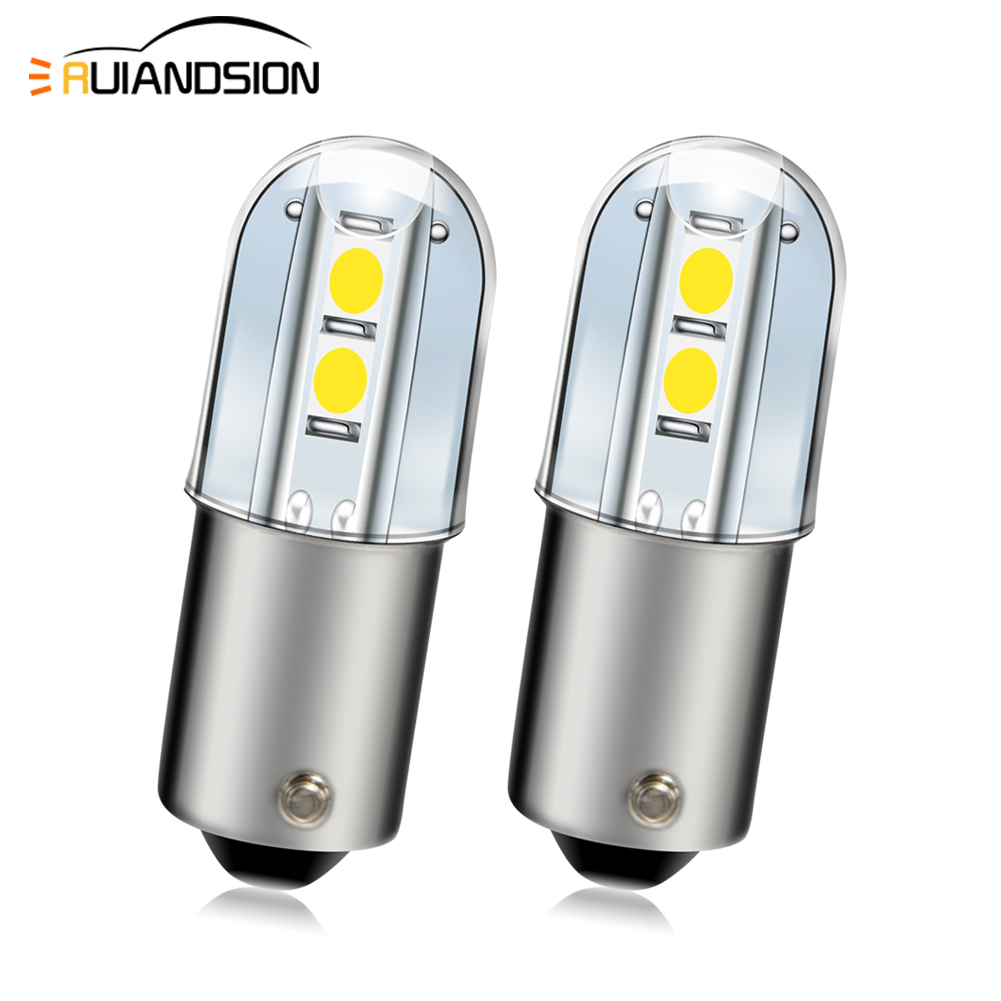 Ruiandsion หลอดไฟ LED BA9S T4W DC 6V สีขาวอบอุ่น สีขาว สีเหลือง สําหรับ ...