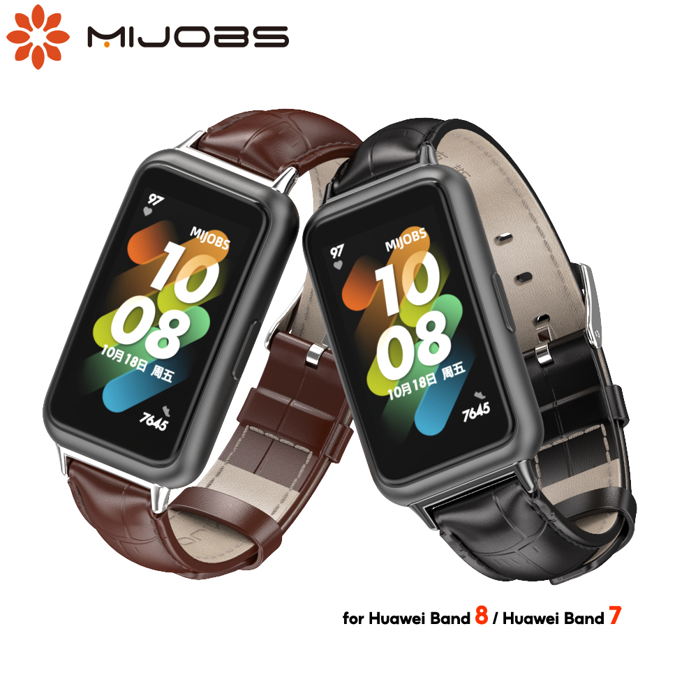 Mijobs สายนาฬิกาข้อมือหนังแท้ อุปกรณ์เสริม สําหรับ Huawei Band 8 Smart ...