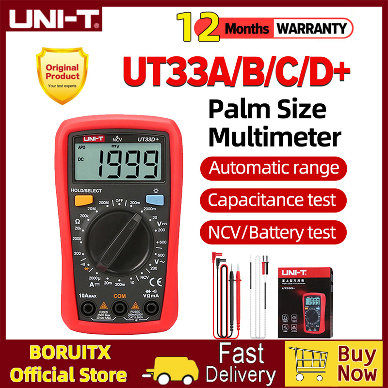 UNI-T UT33A+/UT33B+/UT33C+/UT33D+ Palm Size Multimeter; Resistance/Capacitance/Temperature/NCV ...