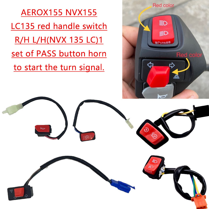 Aerox155 NVX155 LC135 สวิตช์มือจับ สีแดง R/H L/H(NVX 135 LC) 1 ชุด ...