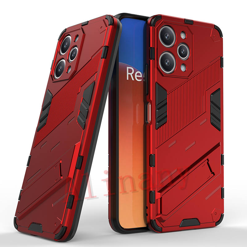 เคส Redmi 12 4G Case Shockproof พลาสติกแบบแข็ง Armor Kickstand Phone ...
