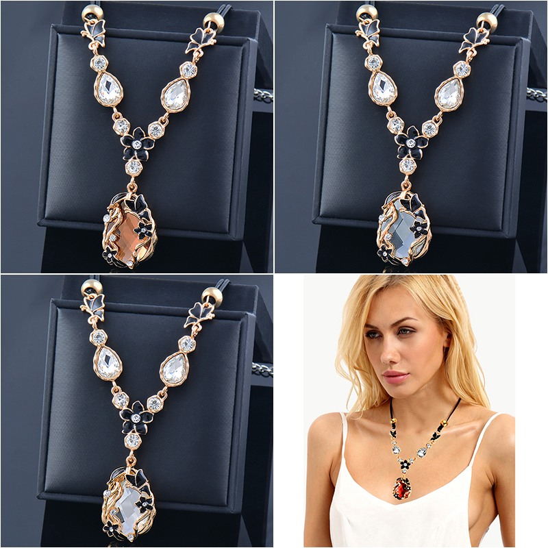 Sinleery สร้อยคอโซ่ จี้รูปหยดน้ํา ประดับเพทาย ขนาดใหญ่ สไตล์วินเทจ เครื่องประดับแฟชั่น สําหรับ ...