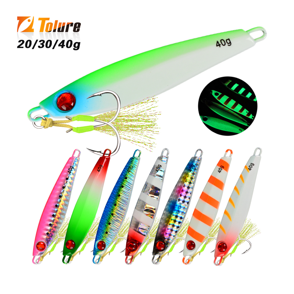 TL Metal Jig 3D พิมพ์ตา Fast Sinking 1PC Jigging Lure พร้อมตะขอ 20g 30g 40g น้ําเค็ม Shore ...