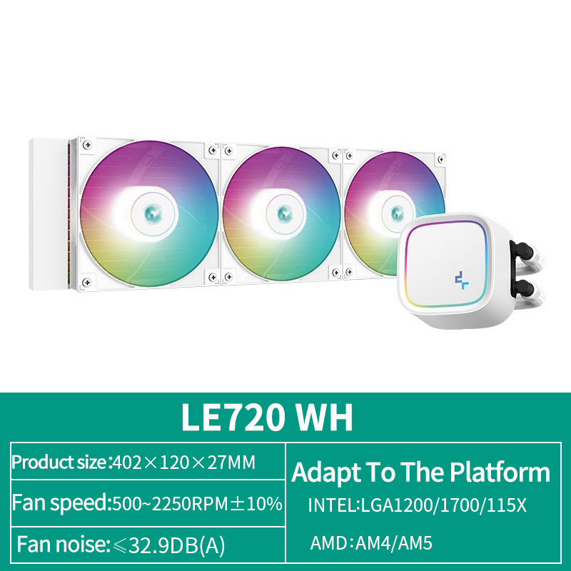 Deepcool LE700 WH 360 ซีพียู Aio Liquid Cooler สีขาวดำ ARGB หม้อน้ำ ...