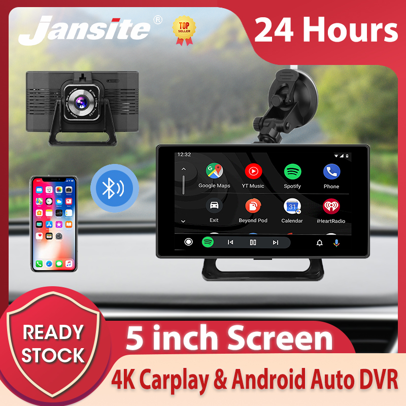 Jansite แผงกล้องหน้า หลัง DVR Dash Cam 4K Carplay Android Auto 2160P ...