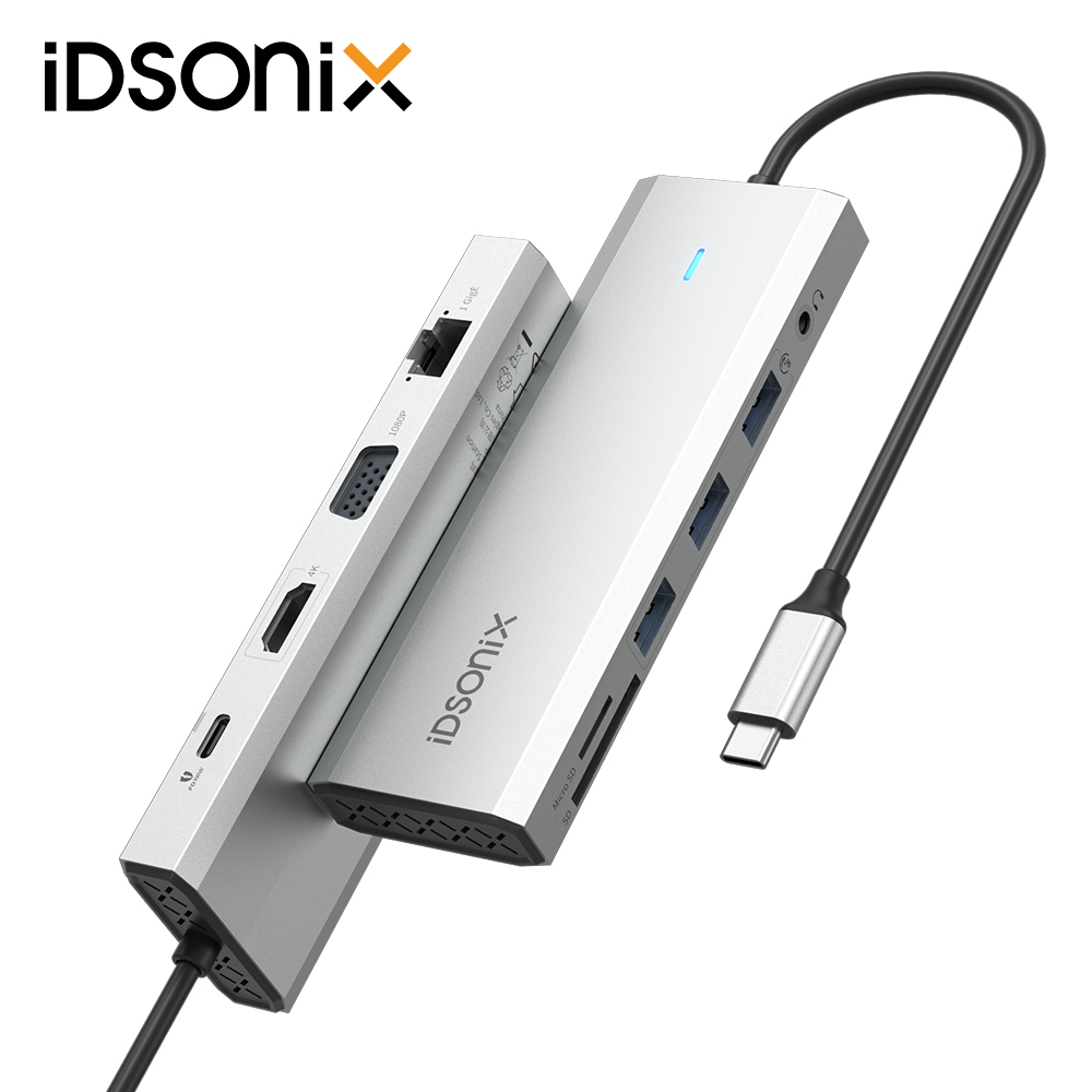 Idsonix USB C HUB Multiport Type C Docking Station อะแดปเตอร์ 4K 60Hz PD100W RJ45 SD/TF USB-C ...