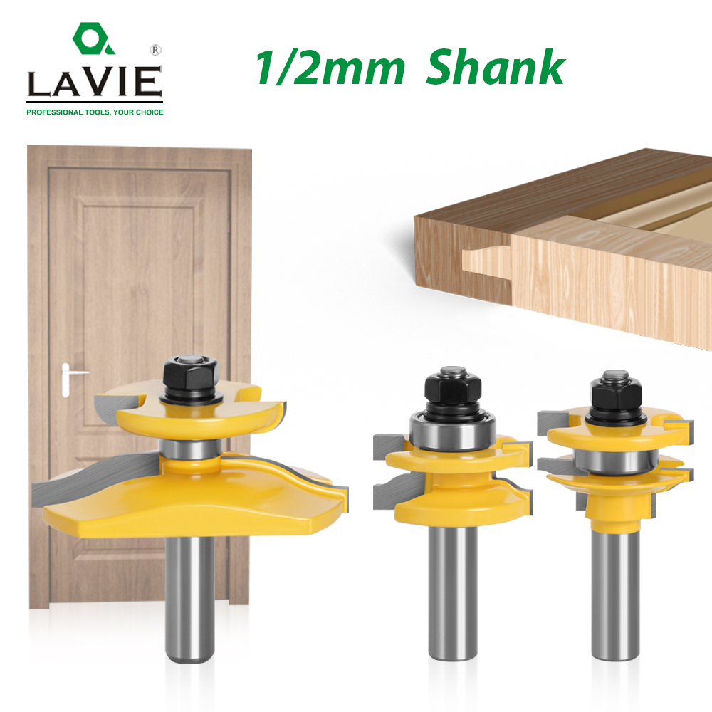 LAVIE 3PCS Bits ชุด 1/2 Shank Ogee Rail & Stile Backcutter Router Bit ...