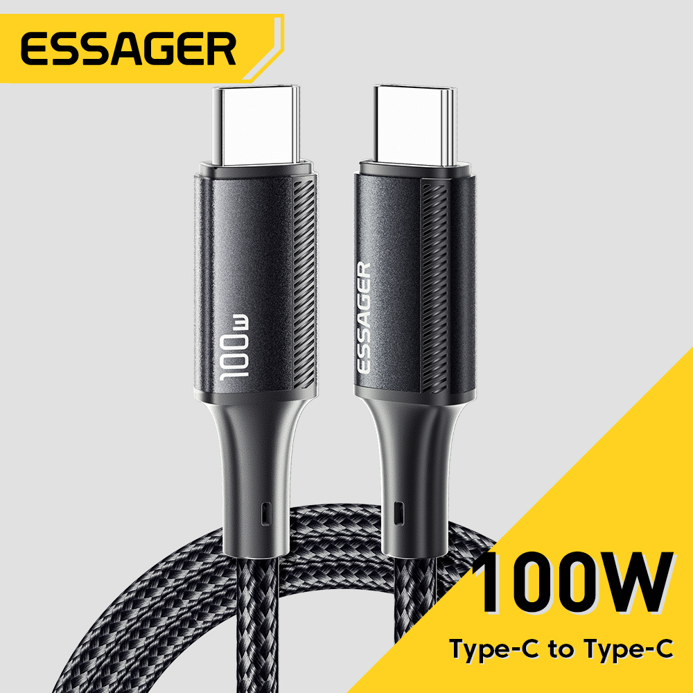 Essager PD 100w 5A Type C เป็น Type C สายชาร์จข้อมูล ชาร์จเร็ว สําหรับ MBook แล็ปท็อป และ IP14 S ...