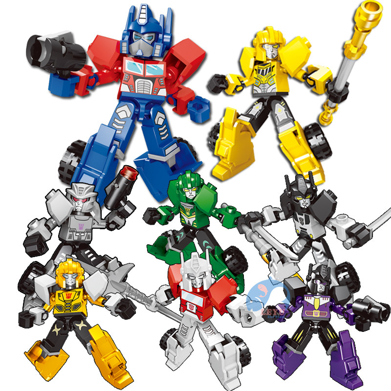 8 Transformers Robot Building Blocks ฟิกเกอร์ Optimus Prime Bumblebee ...
