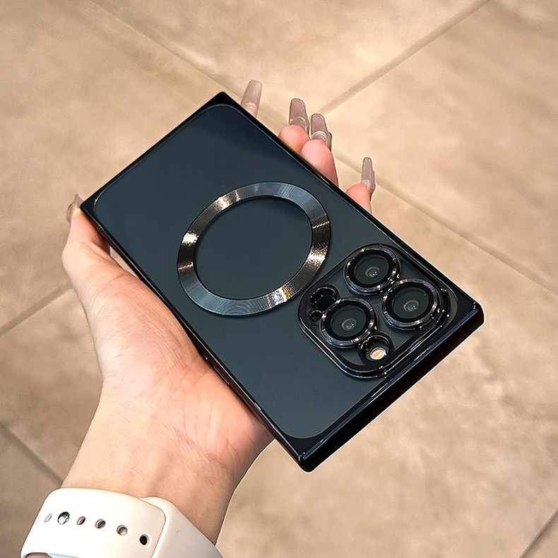 【Square clear soft case/Silver color】เคส compatible for iPhone 12 13 14 ...