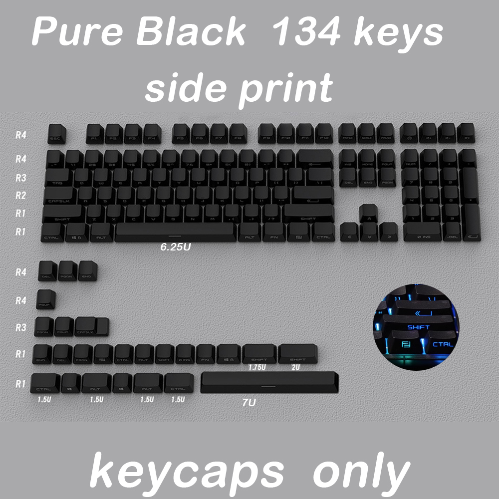 【JKDK】Pure white/black keycaps side font transmits light OEM profile ...