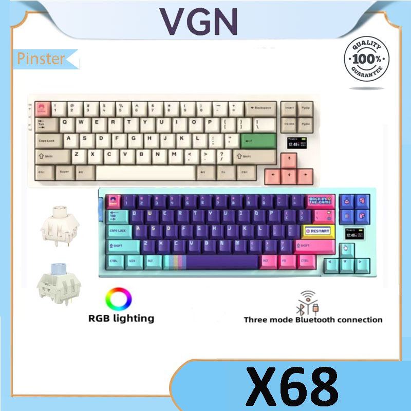 Vgn X68 ปะเก็นคีย์บอร์ดเกมมิ่งไร้สาย 65% RGB พร้อมหน้าจอแสดงผล | Shopee ...