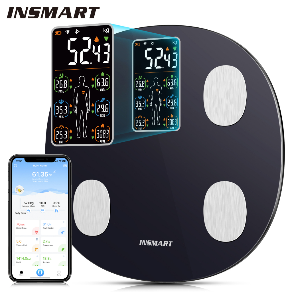 Insmart 17in1 BMI AV หน ้ าจอสีจอแสดงผลขนาดใหญ ่ Body Fat Weight Scale ...