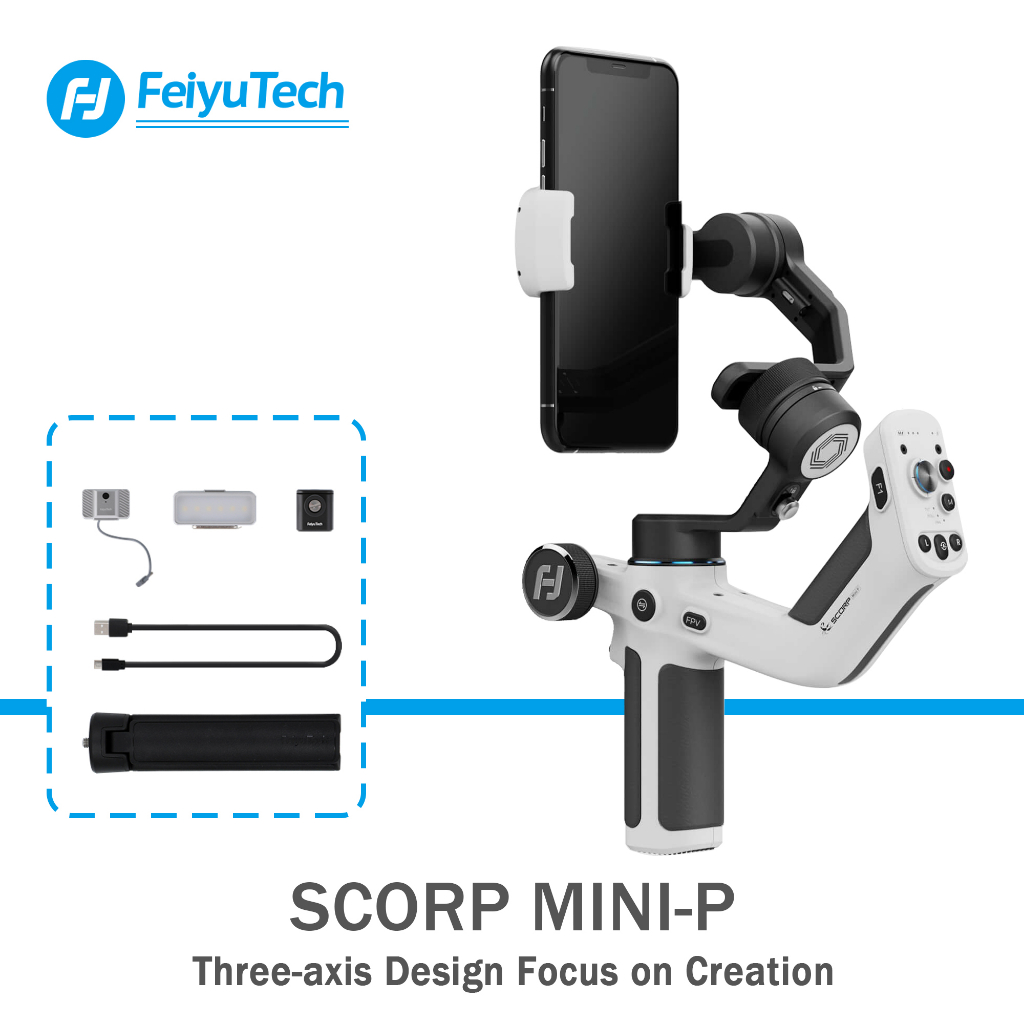 Feiyutech SCORP MINI-P ด้ามจับไม้กันสั่น 3 แกน พร้อมขาตั้ง 520 กรัม สําหรับสมาร์ทโฟน iPhone ...