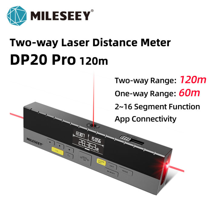 Mileseey เครื่องวัดระยะทางเลเซอร์ สองทาง DP20 Pro 120 ม. พร้อมคาน ...