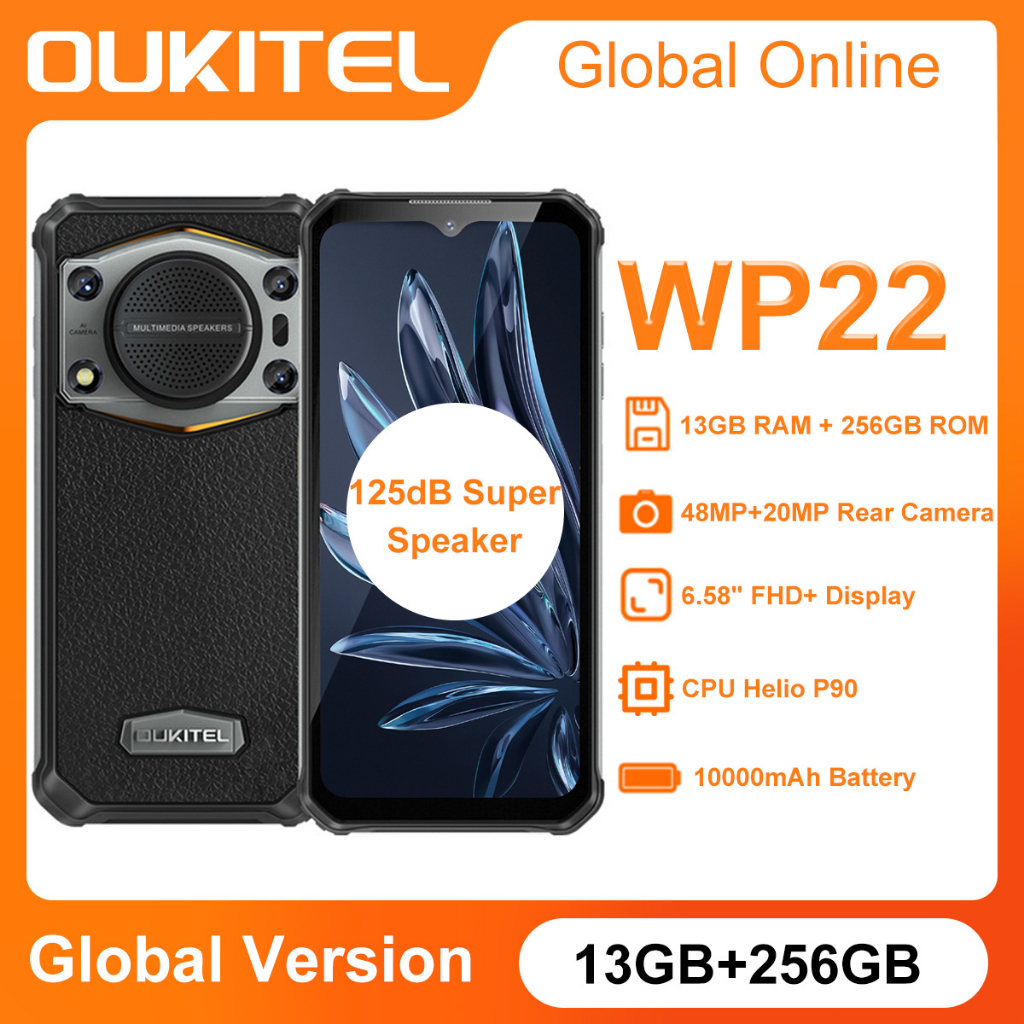 Oukitel WP22 สมาร์ทโฟน 8GB 256GB 6.58 นิ้ว FHD+ แอนดรอยด์ 13 10000 mAh ...