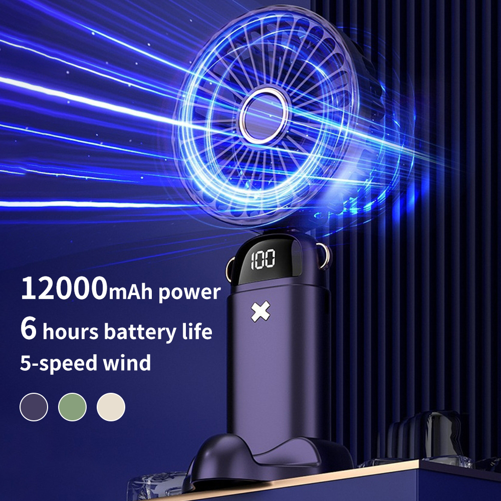 Kipas mini พัดลม 3 สี แบบพกพา 12000mAh kipas tangan กลางแจ้ง Ĕ`` ชาร์จ ...