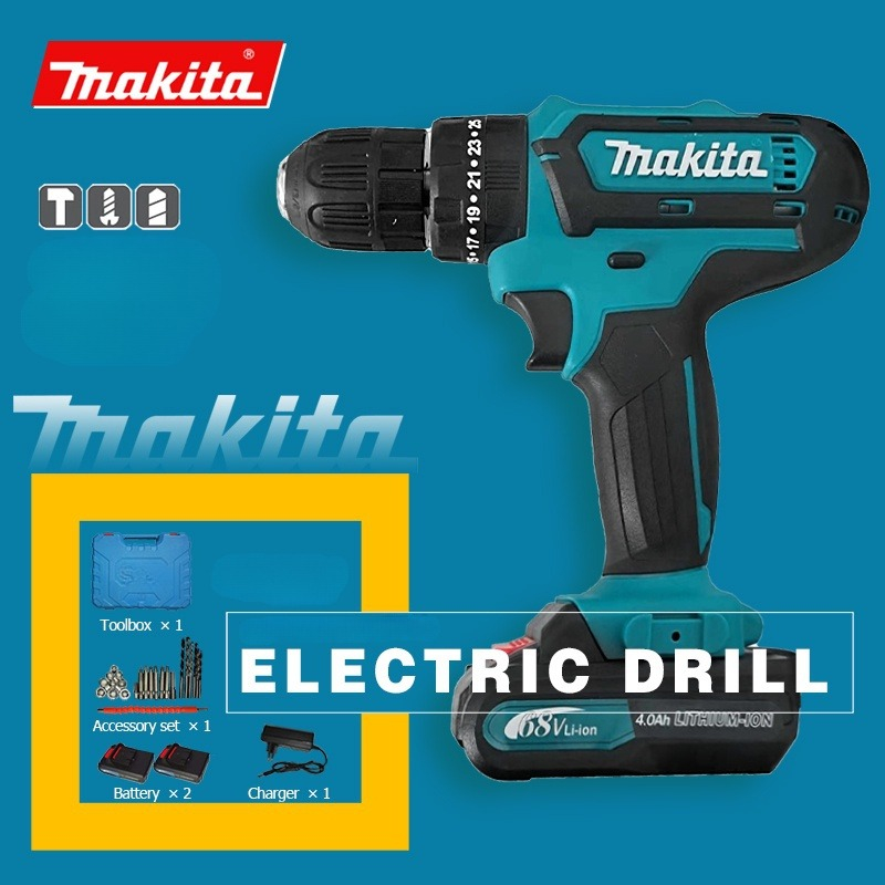 MAKITA สว่านไร้สาย 68V 3ระบบ แบต2ก้อน สว่านไฟฟ้ากระแทก cordless battery electric drill | Shopee ...