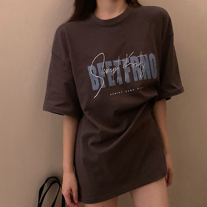 【WANG JIAO ZHAN】 เสื้อยืด ความยาวปานกลาง พิมพ์ลายตัวอักษร แฟชั่นเรโทร ...