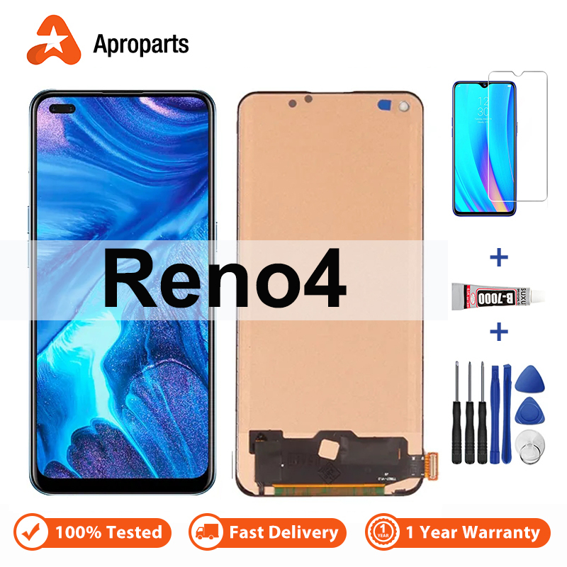 อะไหล่หน้าจอสัมผัสดิจิทัล LCD แบบเปลี่ยน สําหรับ OPPO Reno4 4G CPH2113 ...