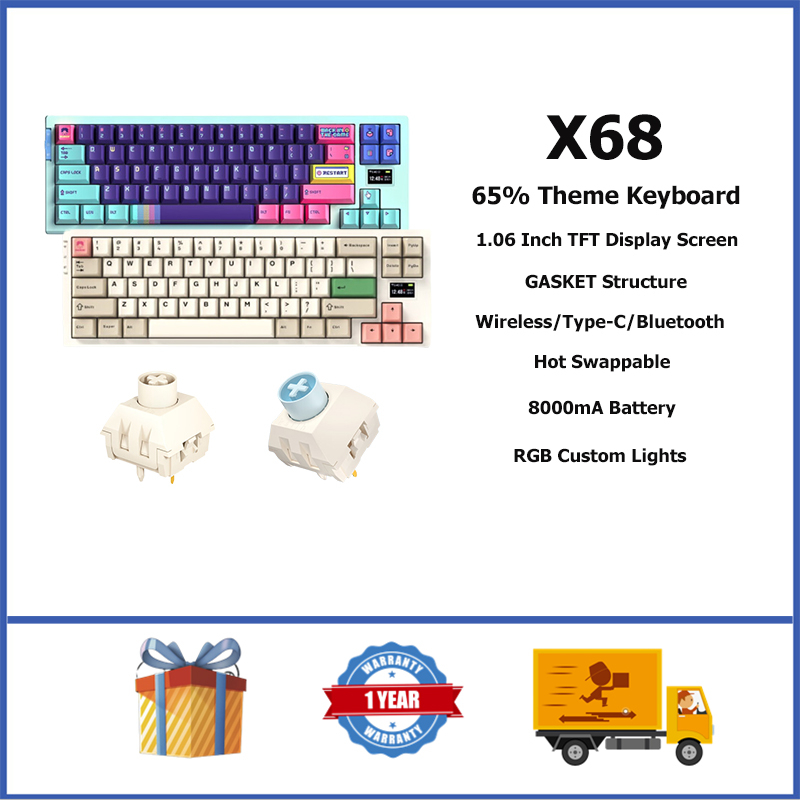 Vgn X68 ปะเก็นคีย์บอร์ดเกมมิ่งไร้สาย 65% RGB พร้อมหน้าจอแสดงผล | Shopee ...