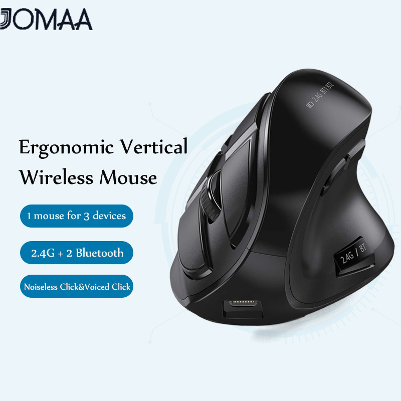 Jomaa เมาส์ออปติคอลไร้สาย บลูทูธ 2.4G แนวตั้ง ชาร์จได้ อเนกประสงค์ ...