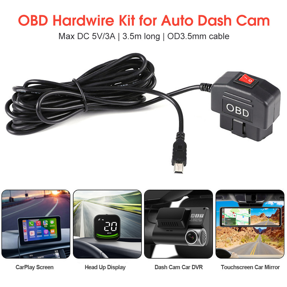 Dash Cam Hardwire Kit Buck Line OBD เป็นอะแดปเตอร์ USB สายไฟสําหรับ ...