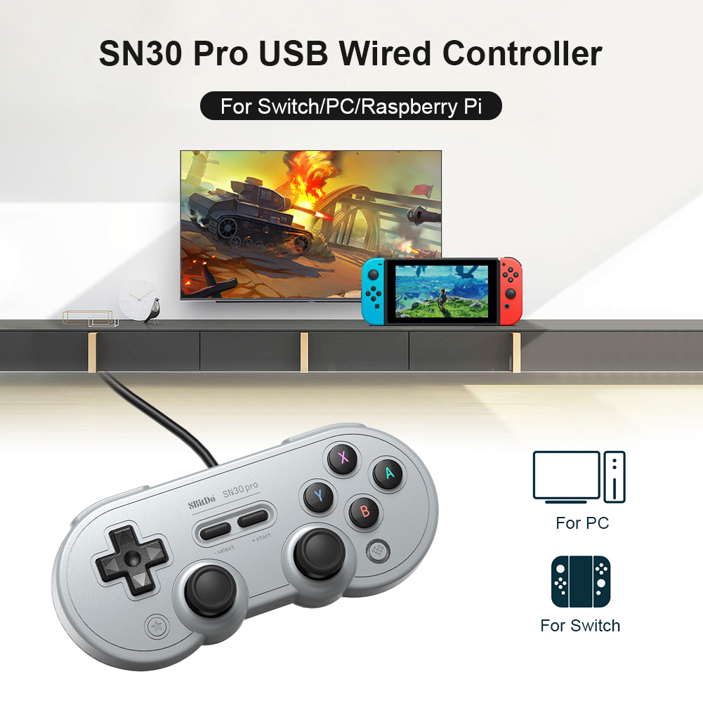 เกมแพดควบคุมเกม แบบใช้สาย USB 8Bitdo SN30 Pro สําหรับ Switch PC ...