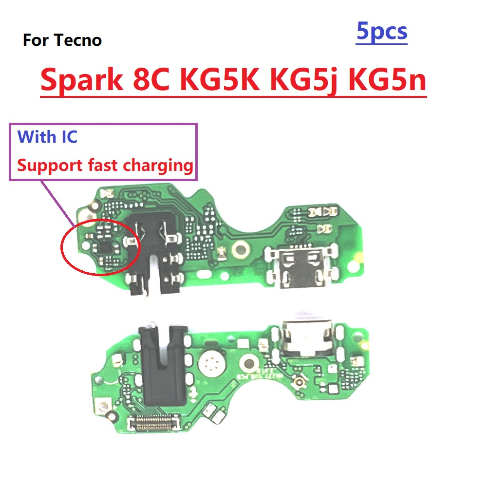 ใหม่ บอร์ดชาร์จ Usb แจ็คเสียบหูฟัง ไมโครโฟน สายเคเบิ้ลอ่อน สําหรับ Tecno Spark 8c Kg5k Kg5j Kg5n