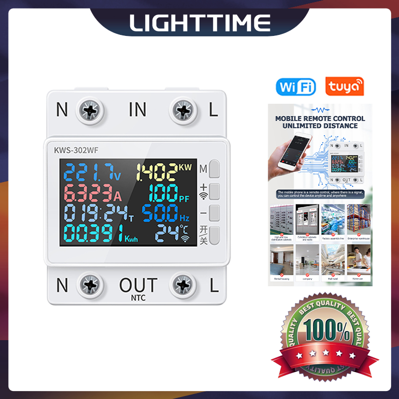 เครื่องวัดพลังงานไฟฟ้าดิจิทัล Wifi 8 In1 โวลต์มิเตอร์ หน้าจอสี Hd AC170 ...