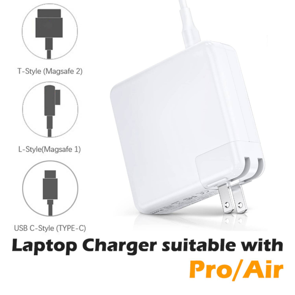 อะแดปเตอร์ชาร์จแล็ปท็อป 29W 30W 45W 60W 61W 85W 87W 96W T-Tip L-Tip USB C สําหรับโน้ตบุ๊ก MB Pro ...