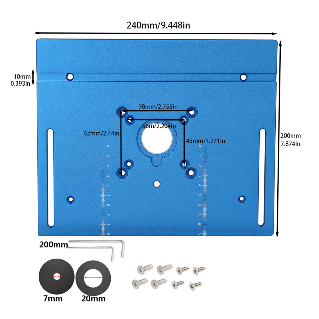 Aluminum Router Table Insert Plate W/Rings For Woodworking Benches ...